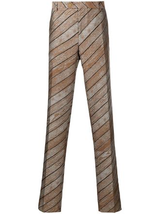 Walter Van Beirendonck pantalon de costume à rayures - Marron