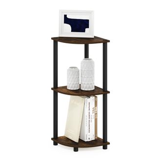 Furinno Turn-N-Tube 3-stufiges Eckregal-Mehrzweckregal, Bernsteinkiefer/Schwarz