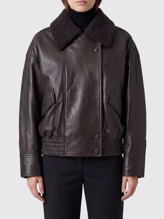 IVY OAK Bomber crois&eacute; en nappa avec col en fourrure