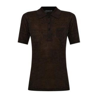 Acne Studios Seidenpoloshirt mit Tasche - - Tops - Damen - Braun - XS