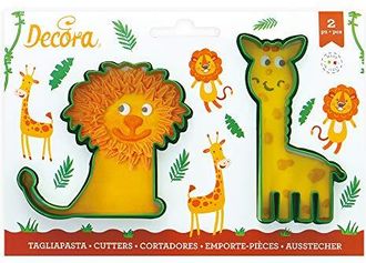 Decora 0255201 AUSSTECHER AUS KUNSTSTOFF GIRAFFE UND LÖWE 2-TLG