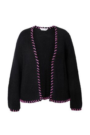 Angel Of Style Strickjacke Strickjacke Straight Fit Zierkanten Ballon&auml;rmel