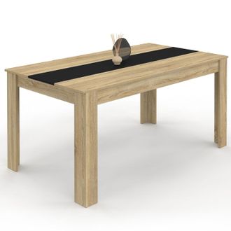 IDMarket Rechteckiger Esstisch Georgia 8 Personen Buchenholznachbildung und schwarz 160 x 90 cm