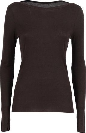 Majestic Filatures Femme, Pulls, Brun, Taille: 38 FR Tricot ras du cou