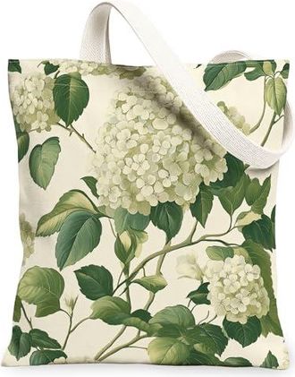 Generic Sac fourre-tout en toile avec motif floral dhortensia printanier pour le shopping, 33 x 38,1 cm, motif floral sauvage vintage, sac d&eacute;picerie r&eacute;utilisa