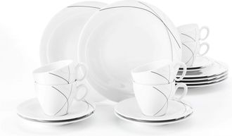 SELTMANN WEIDEN 001.706998 Porzellan Kaffeeservice 18-teilig Trio Highline, Weiß