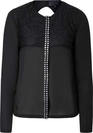 Philipp Plein Femme, Blouses et Chemises, Noir, Taille: 46 FR LS Top Louane Ditrim