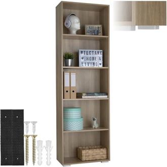 TecTake &Eacute;tag&egrave;re Biblioth&egrave;que avec 5 &eacute;tag&egrave;res Meuble de Rangement Moderne Aspect Bois pour Rangement Bureau, Salon, Cuisine, Chambre, Dressing, Entr&eacute;e Etagere 