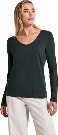 Street One Langarmshirt in Unifarbe evernight Green 42