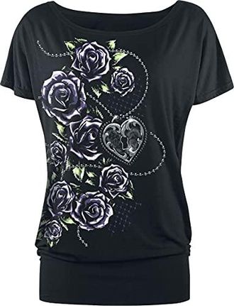 Gothicana by EMP Femme T-Shirt Noir de Base avec imprimé coloré XXL