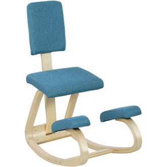 HOMCOM Chaise &agrave; genoux - HOMCOM - ergonomique avec dossier - si&egrave;ge assis genoux &agrave; bascule - correcteur de posture - bleu fonc&eacute;