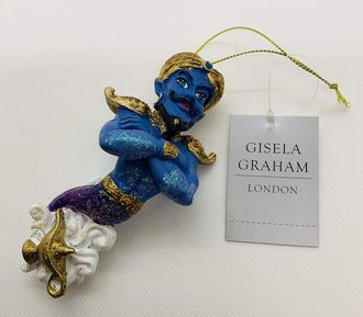 Gisela Graham Genie, Kunstharz, Weihnachtsschmuck, Christbaumschmuck, Märchenfigur, Blau