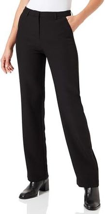 Only Bestseller A/S Onlelly Life Mid Straight Ela Pant TLR Pantalons, Schwarz, 36W x 32L Femme