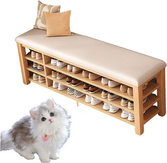 Generic Kleiner Eingangsschuhschrank mit Banksitz kompakte Holzlagerregal Organizer Perfekt für schmale Haustür weiß 100cm