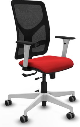 Piqueras y Crespo Roter Schreibtischstuhl mit wei&szlig;en und schwarzen Armlehnen, h&ouml;henverstellbare Lendenwirbelst&uuml;tze, ausgestattet mit Syncro/Traslack und Schneideschaum.