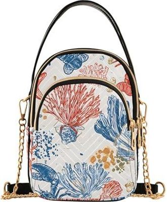 Mnsruu Sacs à bandoulière pour femme - Motif homard, crustacés, corail, océan, côtier, sac à main avec sangle réglable