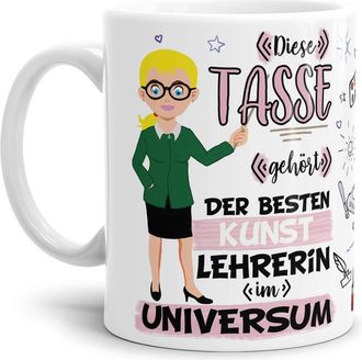 Tassendruck Tasse Beste Kunst-Lehrerin im Universum - Schule/Abi/Abschied/Geschenk-Idee/mit Spruch/Weiss