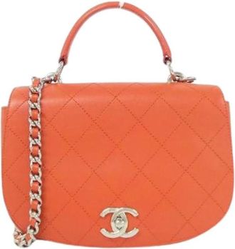 Chanel Sac port&eacute; &eacute;paule Pre-owned en cuir de veau - Femme - Pre-owned - Orange - Taille: ONE Size