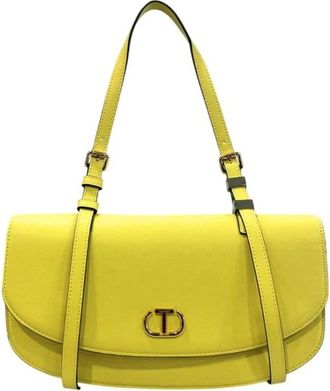 Twinset Femme, Sacs, Jaune, Taille: ONE Size Sac Selle en Cuir avec Fermoir Logo
