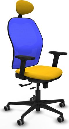 Piqueras y Crespo Arbeitsstuhl mit 2D-Armen, h&ouml;henverstellbarer Lendenwirbelst&uuml;tze und festem Kopfteil, ausgestattet mit Syncro/Traslack und injiziertem Schaumstoff, Bl