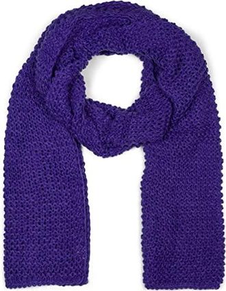 styleBREAKER Femme Longue écharpe en tricot avec motif de vagues, chaude écharpe dhiver en tricot Couleur unie 01018168, couleur:Violet