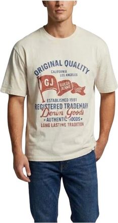 Guess Homme, Tops, Beige, Taille: L T-shirt imprim&eacute;