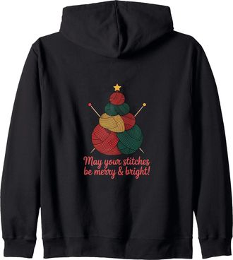 Mapanoli Design Stricken Weihnachtsbaum Stiche Merry and Bright Kapuzenjacke