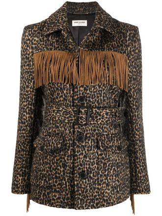 Saint Laurent Jacke mit Leoparden-Print - Nude