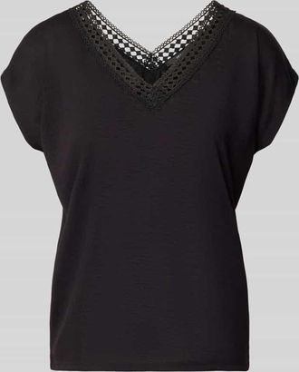 Zero Regular Fit T-Shirt aus Viskose-Mix mit Loch-Stitching