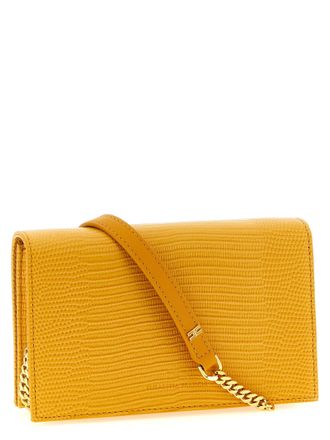 Elisabetta Franchi Lizard-Embossed Leather Shoulder Bag - Yellow