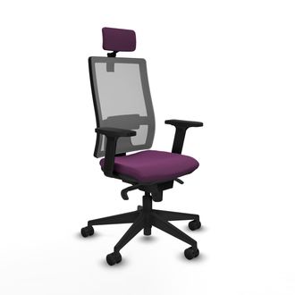 Piqueras y Crespo Violetter Schreibtischstuhl mit 2D-Armen, h&ouml;henverstellbare Lendenwirbelst&uuml;tze und h&ouml;henverstellbares Kopfteil, Grau/Violett