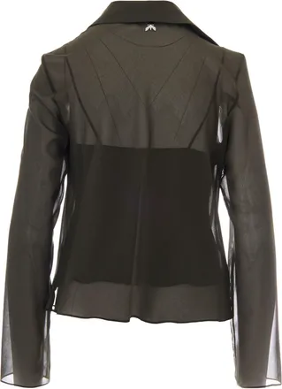 Patrizia Pepe Georgette Cascading Neckline Blouse - Green