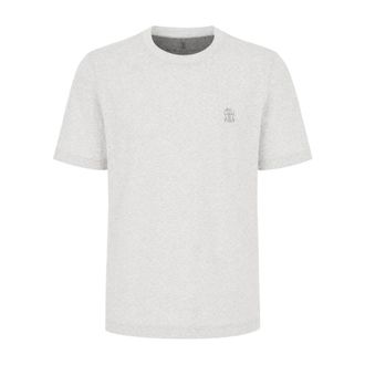 Brunello Cucinelli Jersey T-Shirt mit Logo - - Tops - Herren - Grau - XL