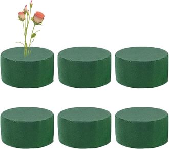 Generic 6 Stück Moosblöcke für Blumenarrangements, Nassziegel, runde Schaumstoffblöcke für Blumenarrangements, für Innen- und Außenbereich
