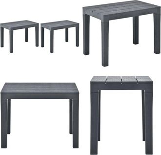 vidaXL Gartenbänke 2 Stk. Anthrazit Kunststoff - Gartenzubehör - Gartenbank - Outdoor Möbel - Balkonmöbel - Sitzgelegenheit - Home & Living