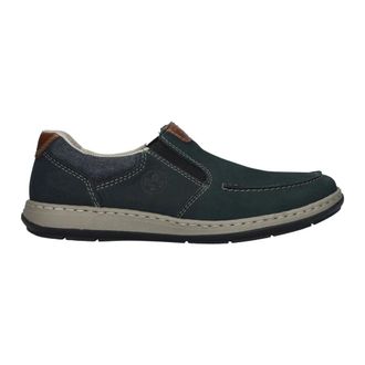 Rieker Blaue Leder Slip-On Schuhe f&uuml;r Herren - - Shoes - Herren - Blau - 40 EU