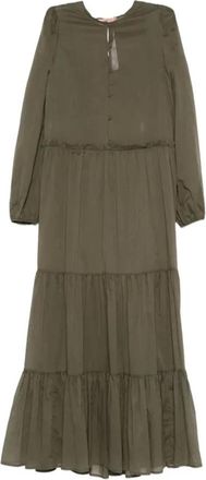Twinset Femme, Robes, Vert, Taille: 38 FR Robe Maxi avec Volants et Jupe &agrave; Volants