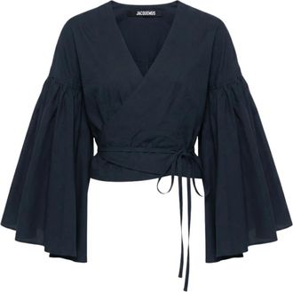 Jacquemus Femme, Blouses et Chemises, Bleu, Taille: 34 FR Le Cache-coeur Paysan