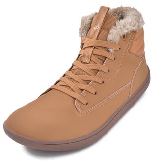 JACKSHIBO Winter Barfußschuhe Damen Warm Gefüttert Winterschuhe Wasserdicht Winterstiefel Winterboots Barfuss Schuhe Mit Weite Zehenbox Damen stiefel Nullabsatz