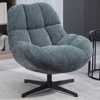 M&S Collection M&s - Fauteuil pivotant 75,5x82x86 cm en tissu bleu fonc&eacute; - motta