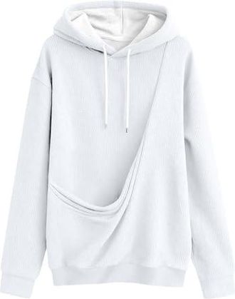 Generic Sweat à capuche avec poche kangourou pour femme - Sweat-shirt surdimensionné à col rond pour femme - Sweat à capuche imprimé lettres, pull à capuche d
