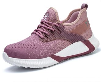 TQGOLD Sicherheitsschuhe Herren Damen Leicht Arbeitsschuhe Sportlich Schutzschuhe Stahlkappenschuhe rutschfest Atmungsaktiv (Gr&ouml;&szlig;e 36EU,Hellrosa)