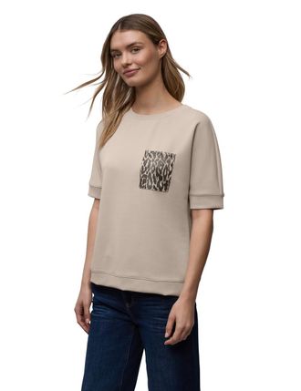 Street One T-Shirt mit Leo-Brusttasche Cotton beige 44