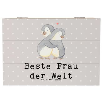 Mr. & Mrs. Panda 22 x 15 cm Holzkiste Frau - Geschenk, Geschenktipp, Geschenkdose, Braut, Geschenkbox, Schatzkiste, Ehe, Erinnerungskiste