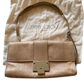 Jimmy Choo London Beige Snakeskin Shoulder Bag