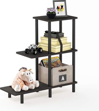 Furinno Deko-Regal mit 3 Ebenen, Holz, Espresso/Schwarz, 29.49 x 80 x 82.91 cm