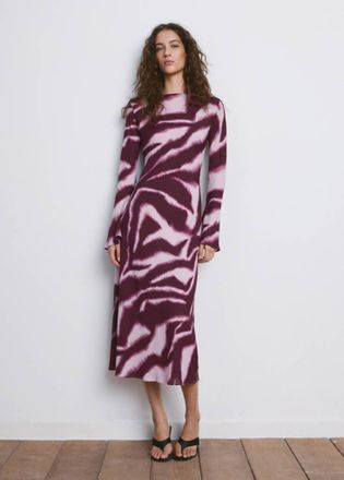 Mango Robe &eacute;vas&eacute;e imprim&eacute; animal lilas - Femme - XS - MANGO