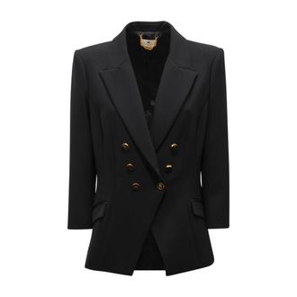 Elisabetta Franchi Gekn&ouml;pfter 3/4 Blazer - - Jackets - Damen - Schwarzk - 2XL