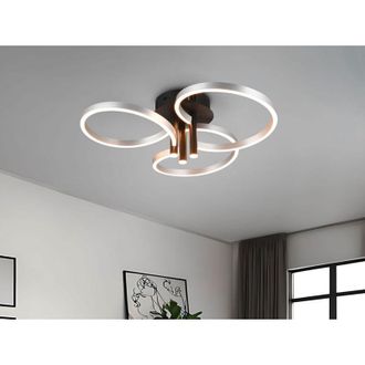 Trio Leuchten Gro&szlig;e led Deckenleuchte caruso Schwarz Silber dimmbar &uuml;ber Lichtschalter, &oslash; 65cm