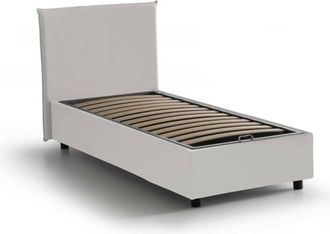 Talamo Italia Einzelbett Celestina, Containerbett mit Kunstlederbezug, 100% Made in Italy, Front&ouml;ffnung, passend f&uuml;r Matratze Cm 90x190, Wei&szlig; - Talamo Italia